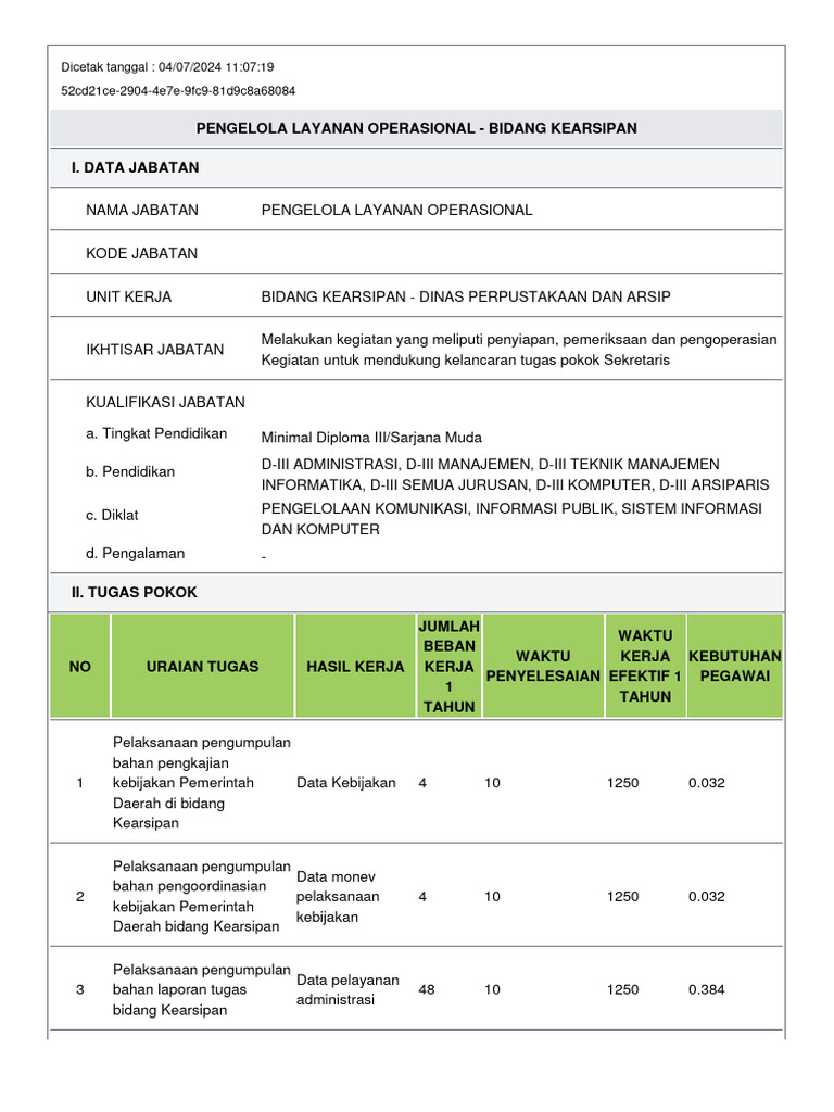 Pengelola Layanan Operasional - Bidang Kearsipan | PDF | Komputer ...