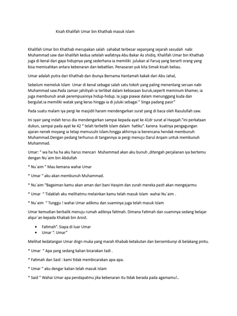 Khalifah Umar Bin Khathab Merupakan Salah Seorang Sahabat Nabi Muhammad ...