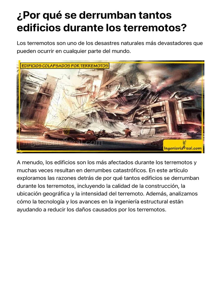 ¿Por qué se derrumban tantos edificios durante los terremotos_ | PDF | Temblores | Escala de ...