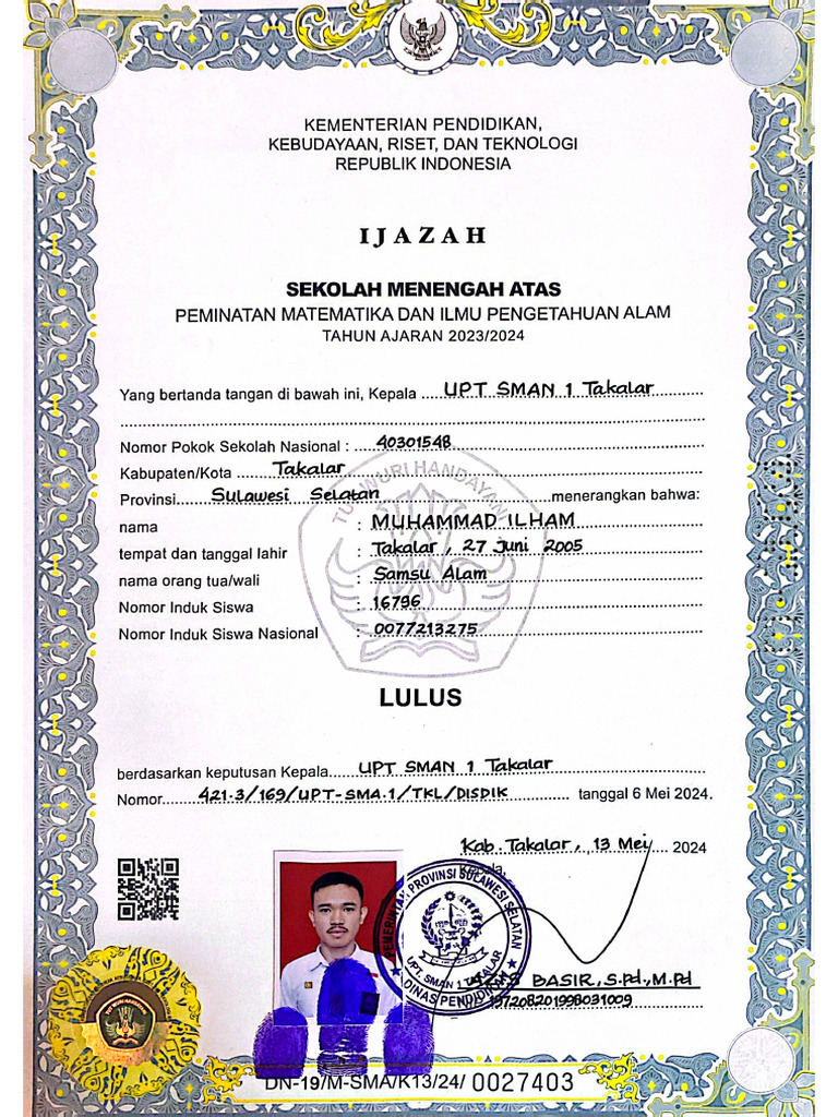 Ijazah Muhammad Ilham | PDF