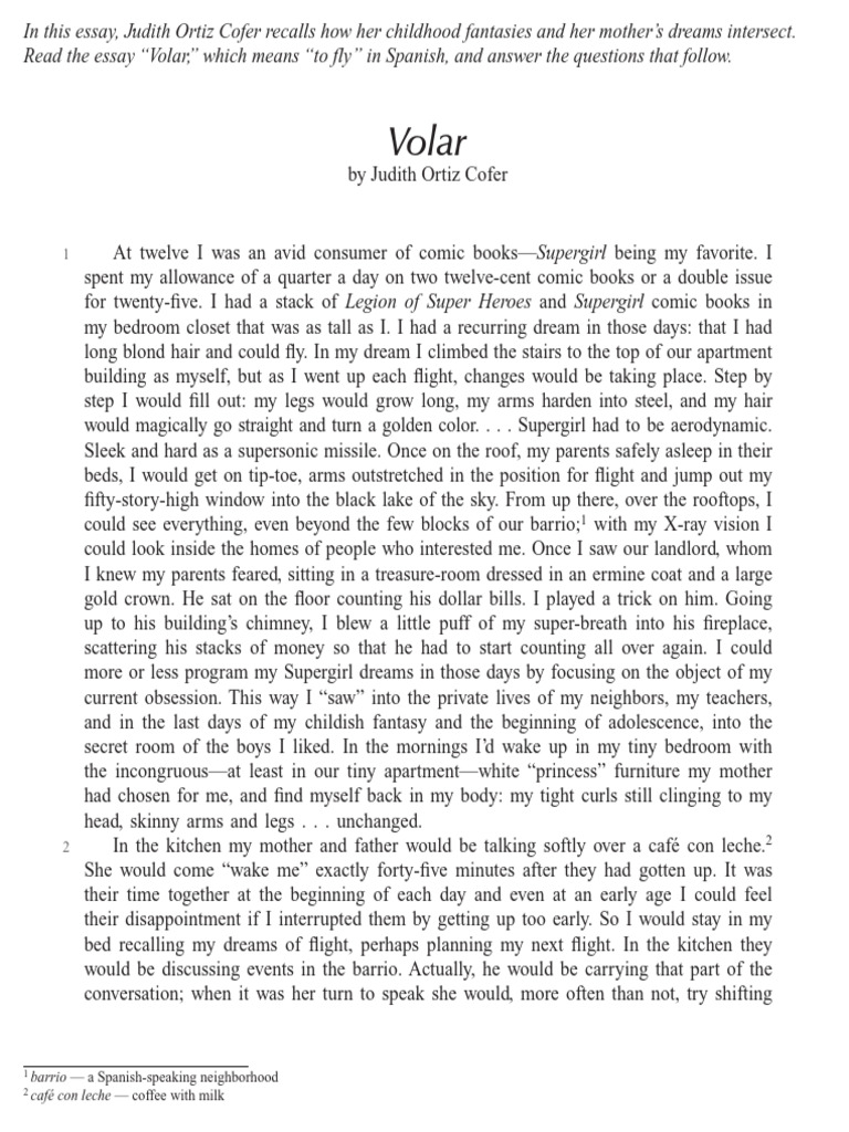 Volar Judith Ortiz Cofer | PDF