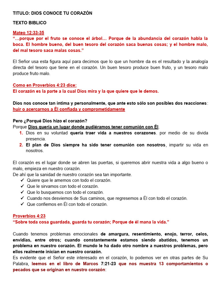 Dios Conoce Tu Corazón: Sanidad Espiritual | PDF | Relaciones ...