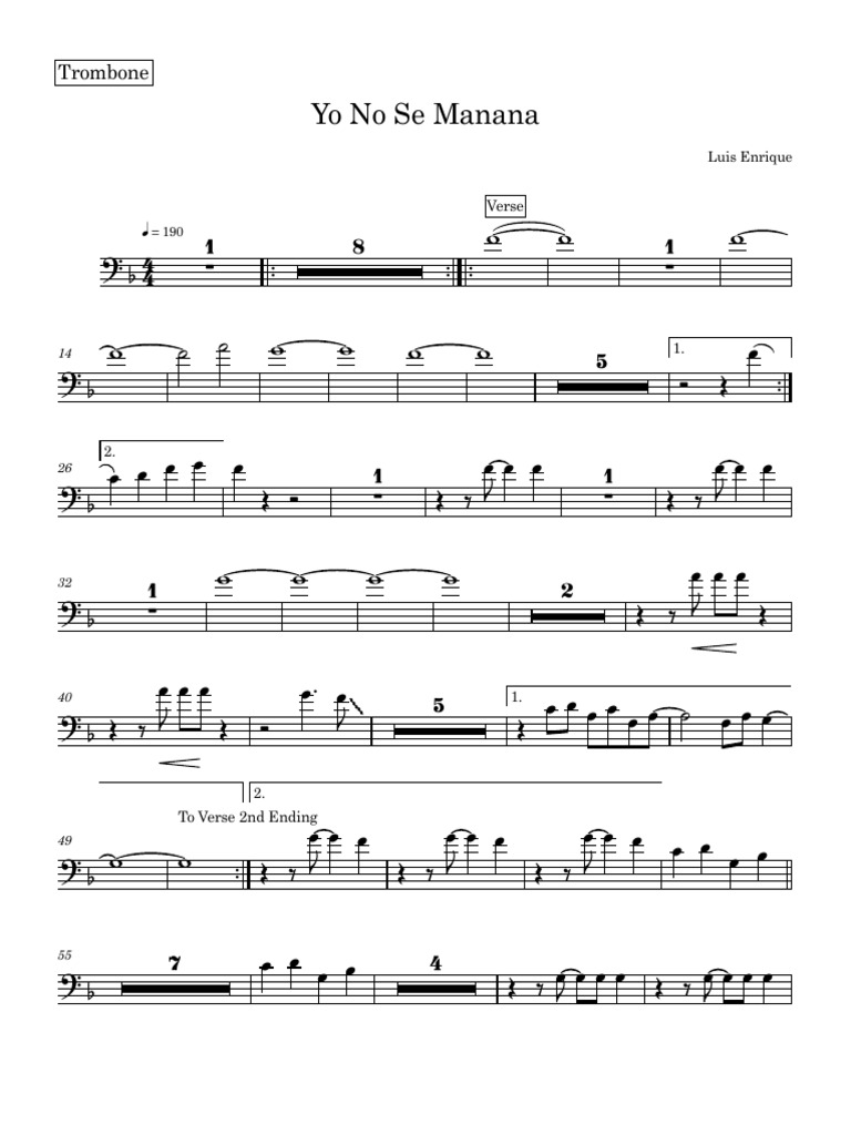Yo No Se Manana - Trombone | PDF | Latin American Music | Cuban Music