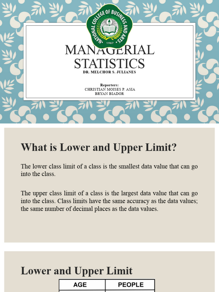 Asia, Christian Moises P. - Upper and Lower Limit, Deciles | PDF ...