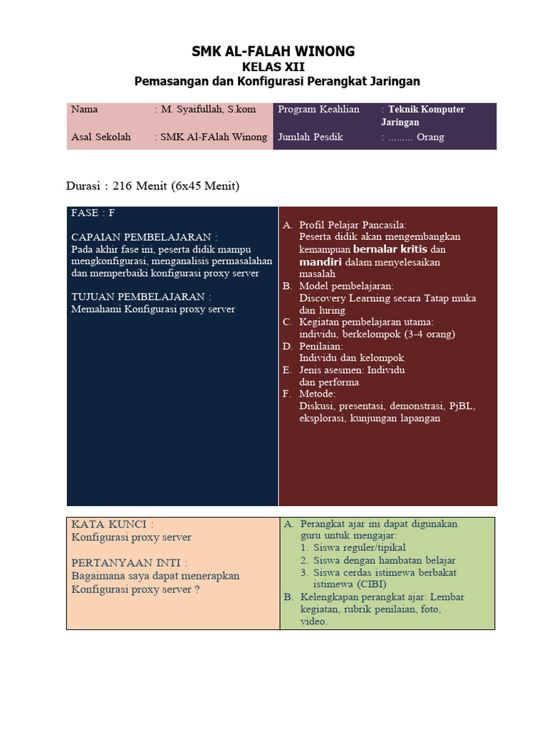 Modul Administrasi Sistem Jaringan Fase F Kurikulum Merdeka Elemen 5 | PDF