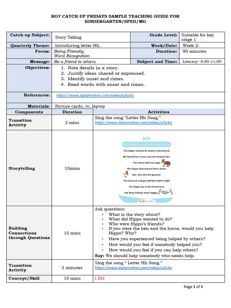 q3 - week-2-Teaching-Guide-Catchup-Friday | PDF | Storytelling | Cognition
