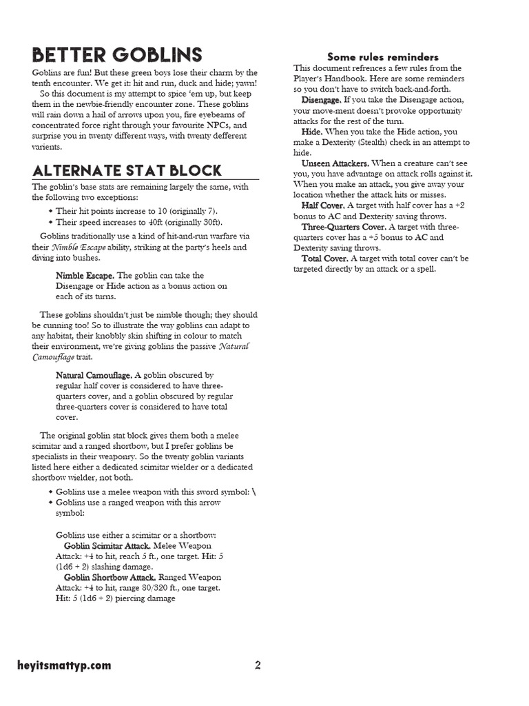 Better Goblins [Printable A4] | PDF