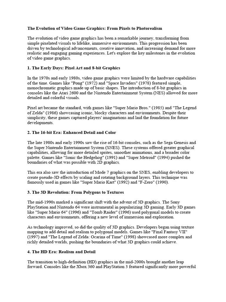 The Evolution of Video Game Graphics | Download Free PDF | Computer ... The Evolution of Video Game Graphics | Download Free PDF | Computer ...