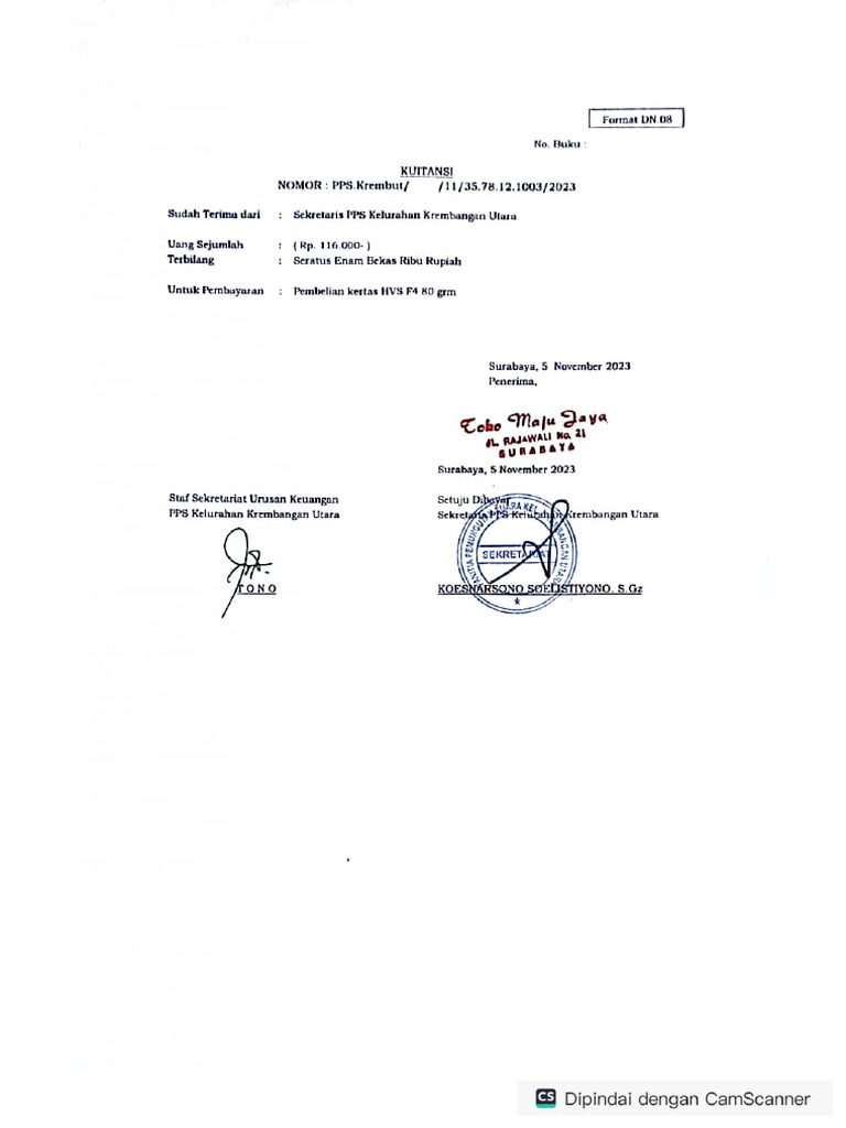 contoh laporan SPJ KPPS | PDF