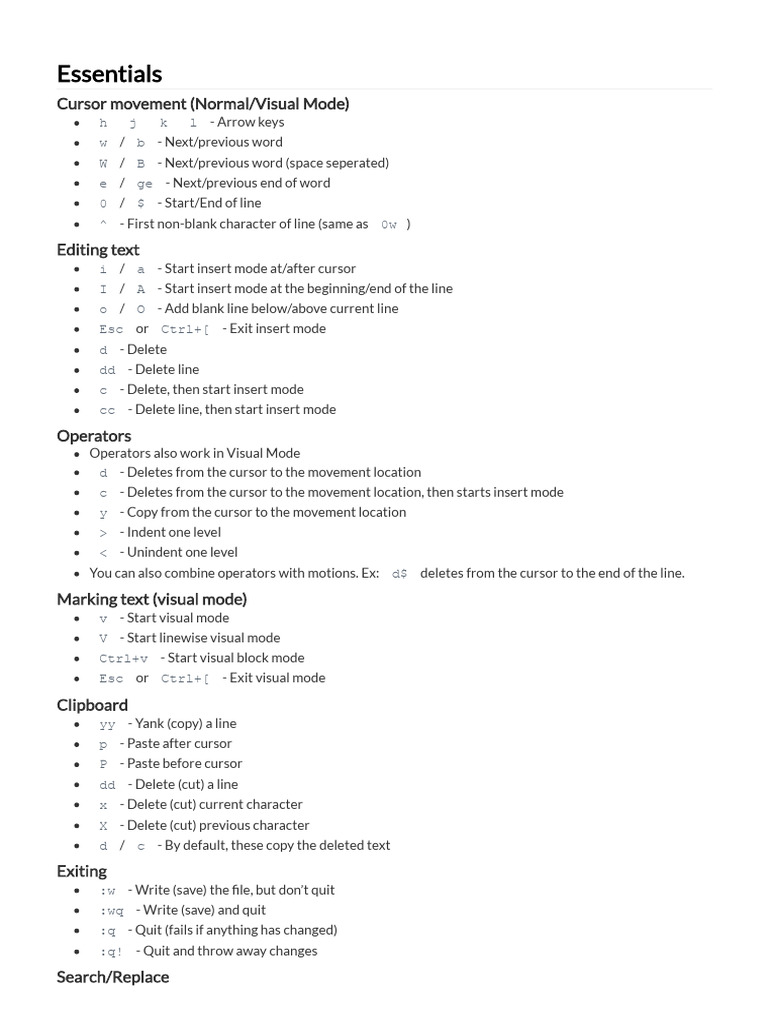 Vim Cheat Sheet | PDF | Cursor (User Interface) | Ibm Pc Compatibles