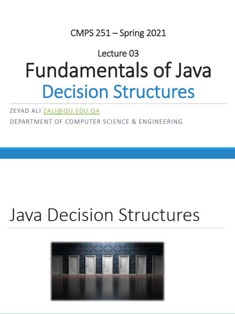 03-Fundamentals of JAVA - Decision Structures | PDF | Boolean Data Type | Computer Programming