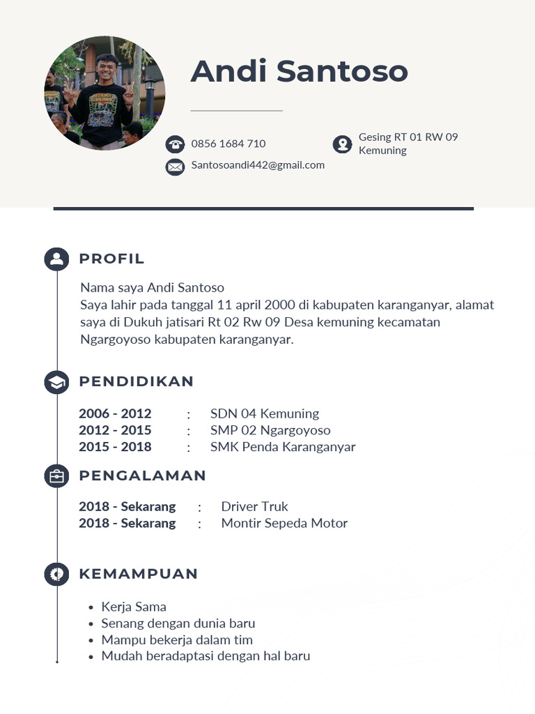 CV Andi Santoso | PDF