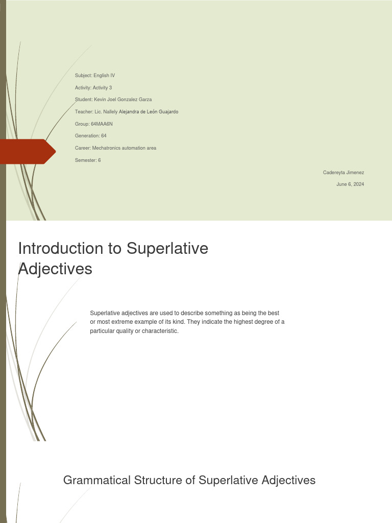 Act 3 Ingles IV | PDF | Adjective | Morphology