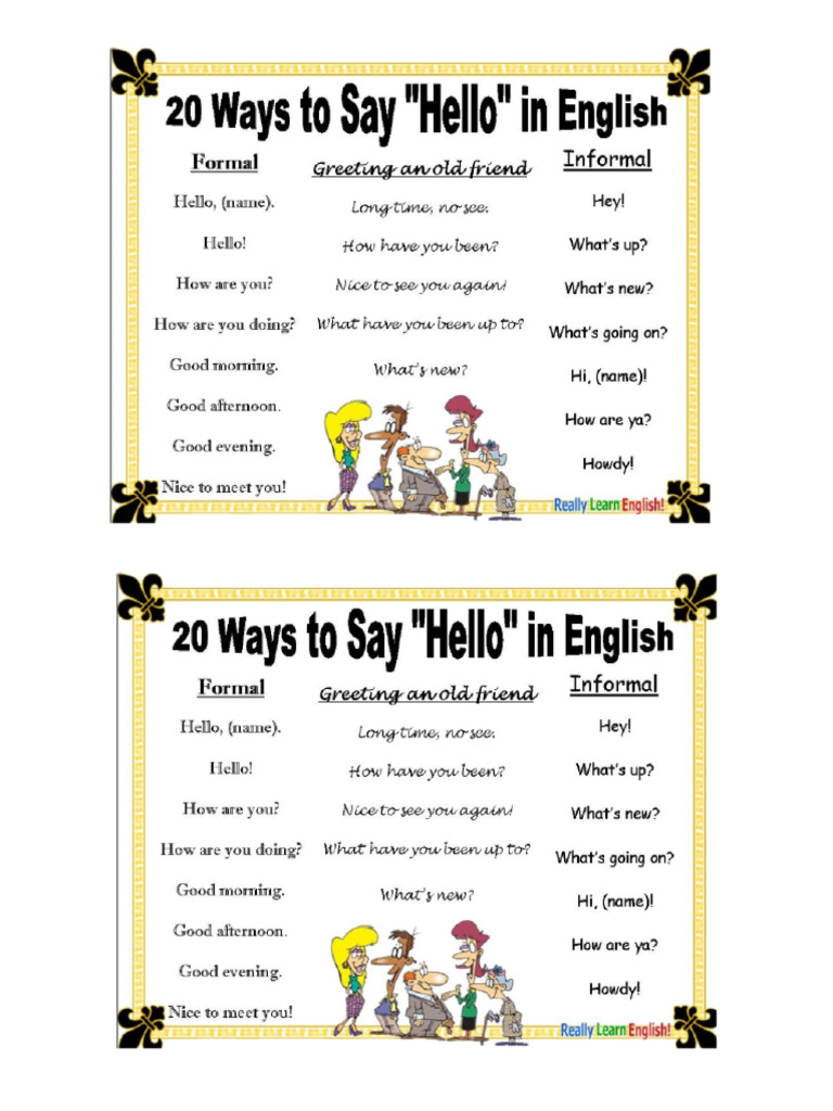 20 Ways To Say - Hello - in English | PDF