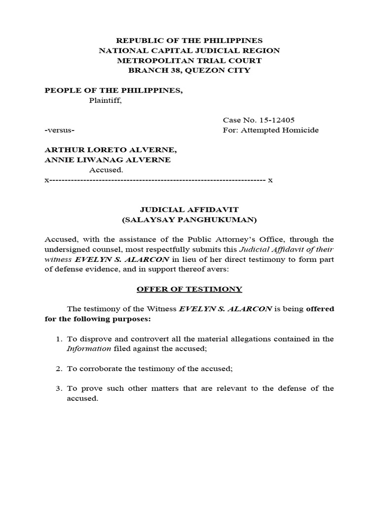 Judicial Affidavit - Alverne | PDF