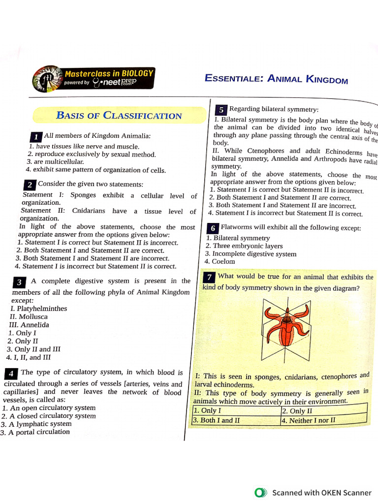 Animal Kingdom Masterclass Biology | PDF