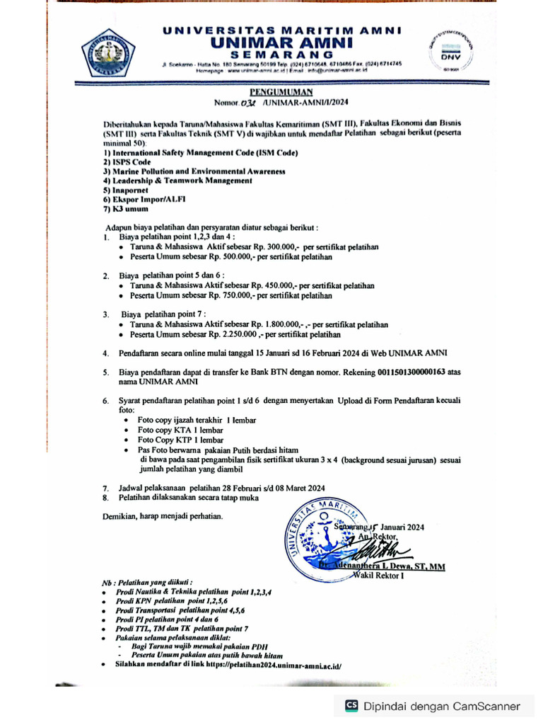 Pengumuman ISM CODE | PDF