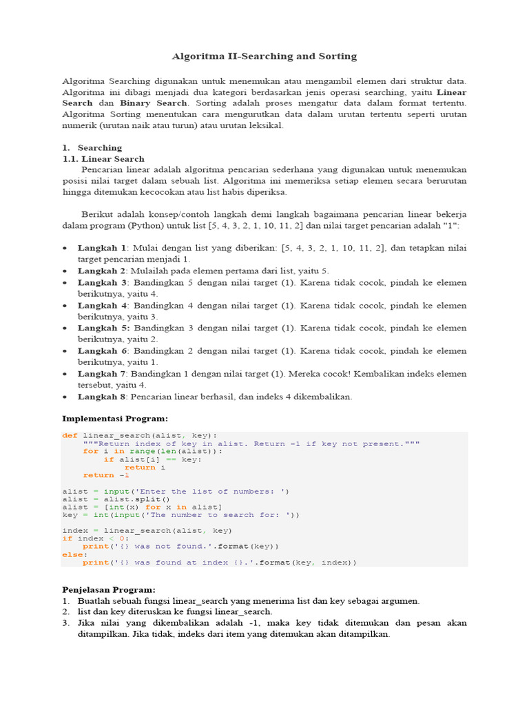 Algoritma Pencarian & Pengurutan | PDF