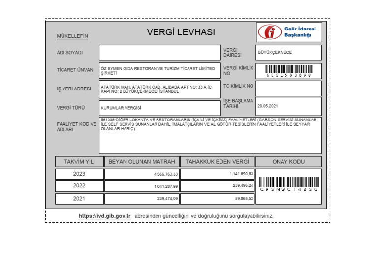 Vergi Levhası 2024 | PDF