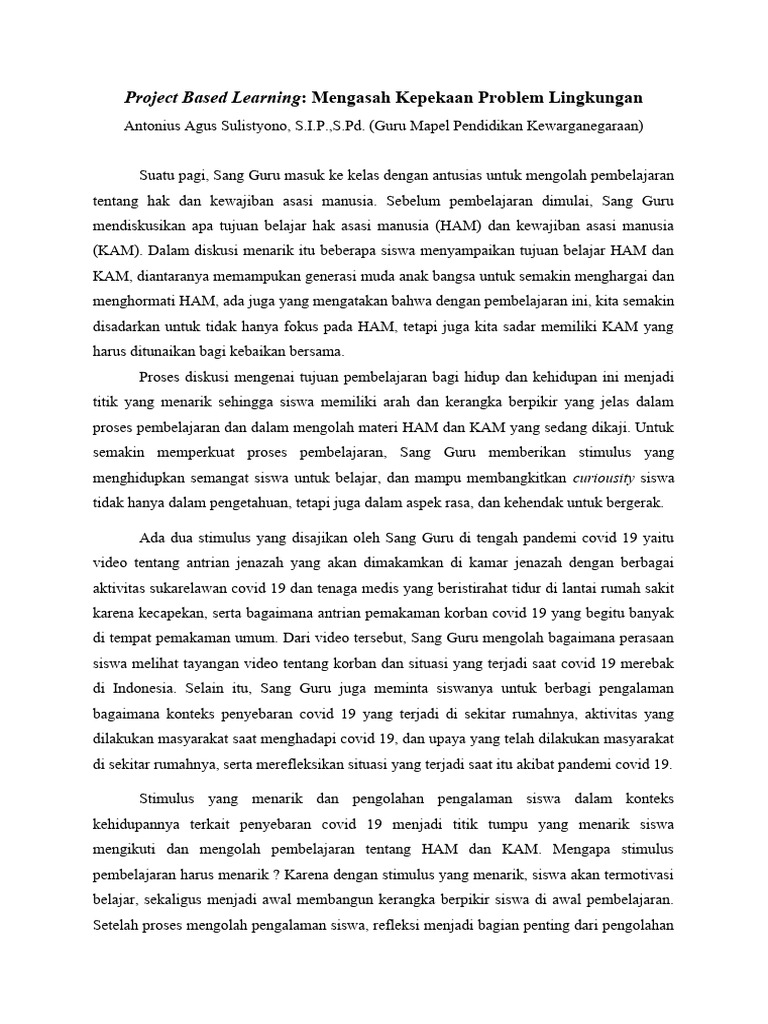 Project Based Learning (Anton) | PDF | Karier & Perkembangan | Kesehatan Holistik