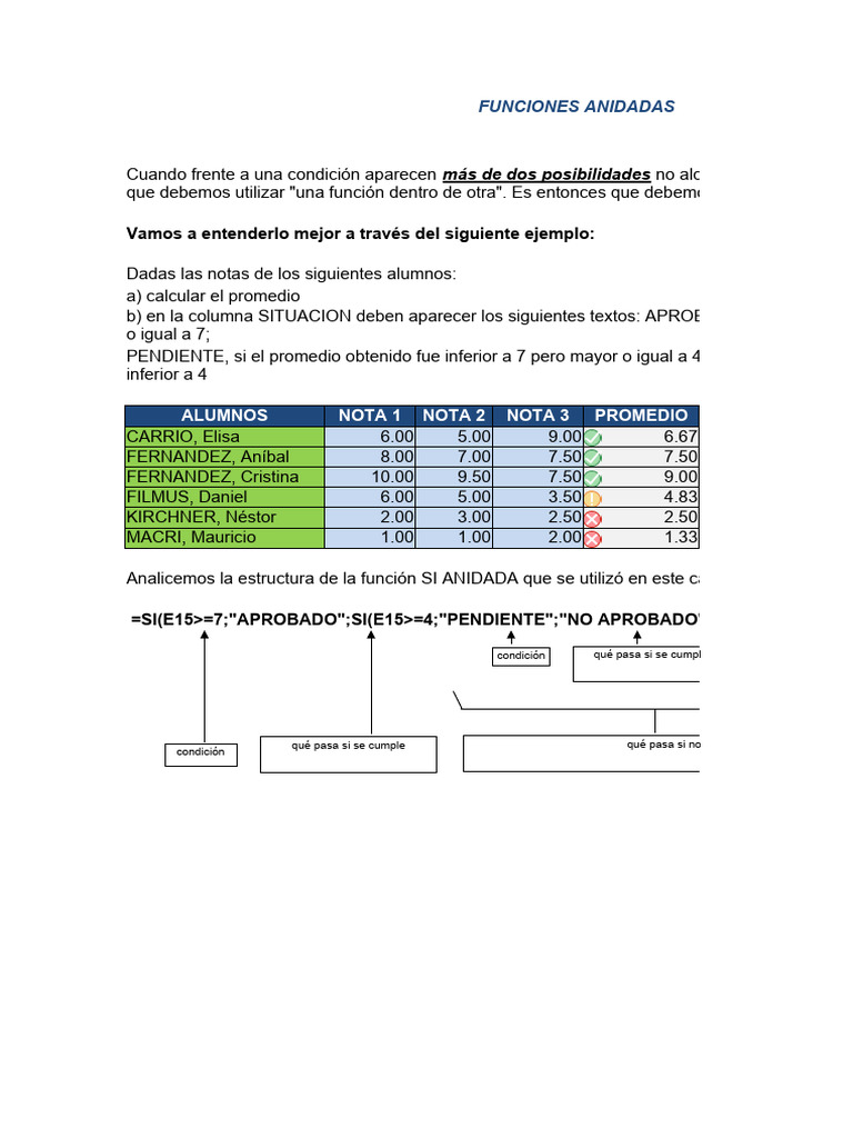 MS Excel_Función SI Anidada | PDF
