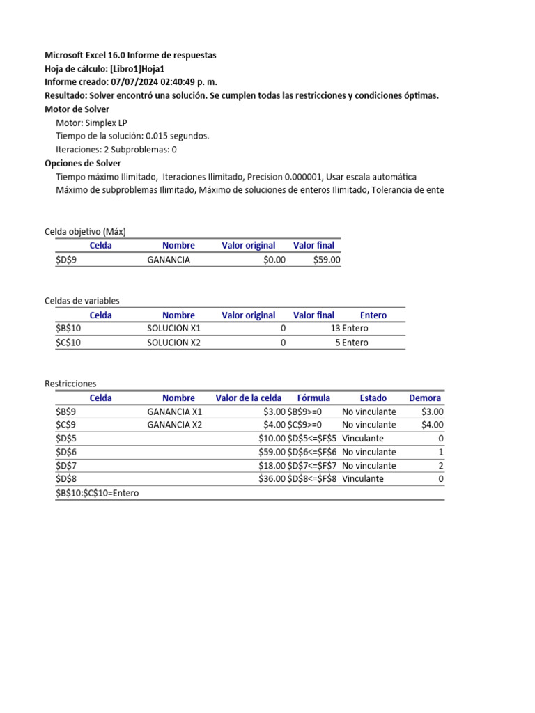 Solver Ejercicio de Control Formato 2 | PDF | Microsoft Excel | Microsoft