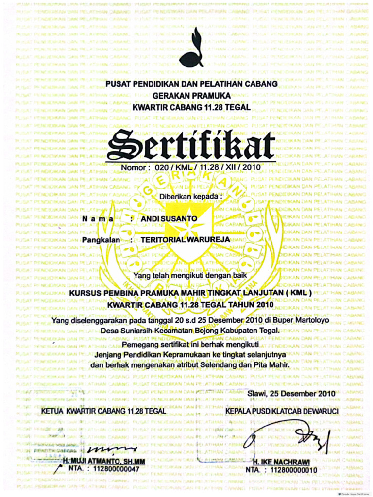 Sertifikat KML | PDF