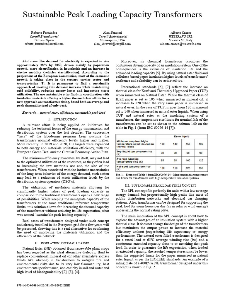 2022 - ICDL - Sustainable Peak Loading Capacity Transformers | PDF ...