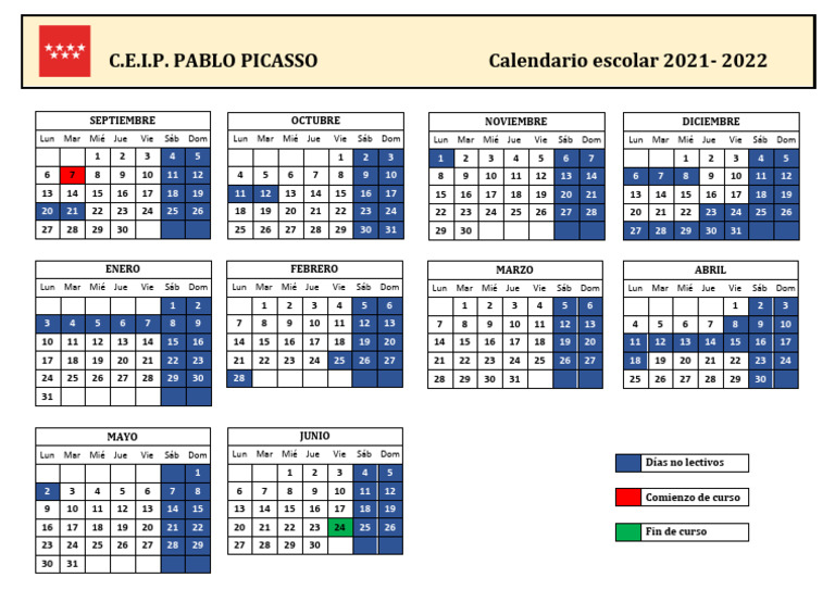 Calendario Escolar 2021 - 2022 | PDF | Unidades de medida