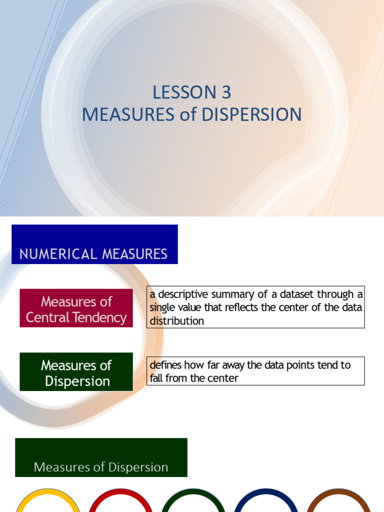 4 Measures of Dispersion | PDF | Mean | Variance