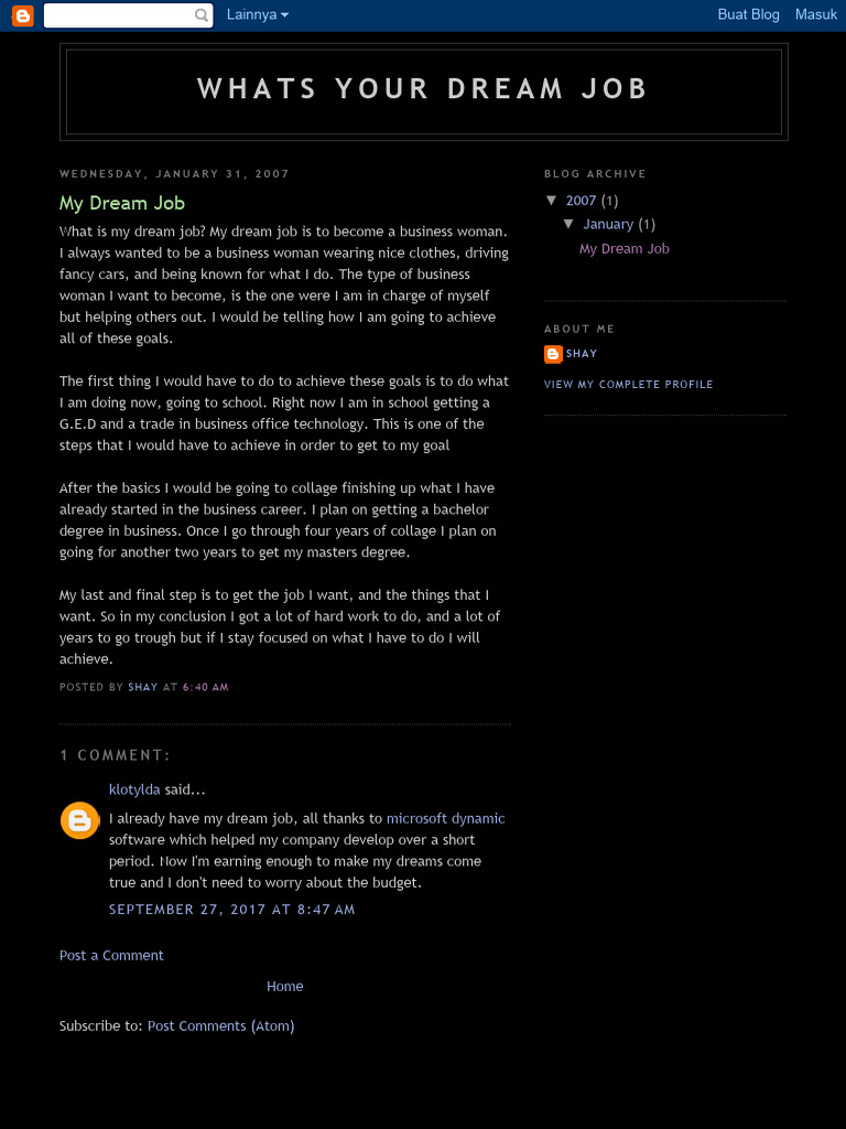 whats your dream job My Dream Job | PDF