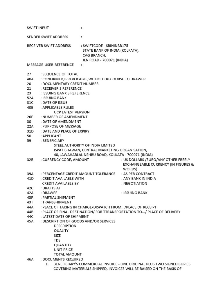 2 Dap LC Format | PDF | Letter Of Credit | Business