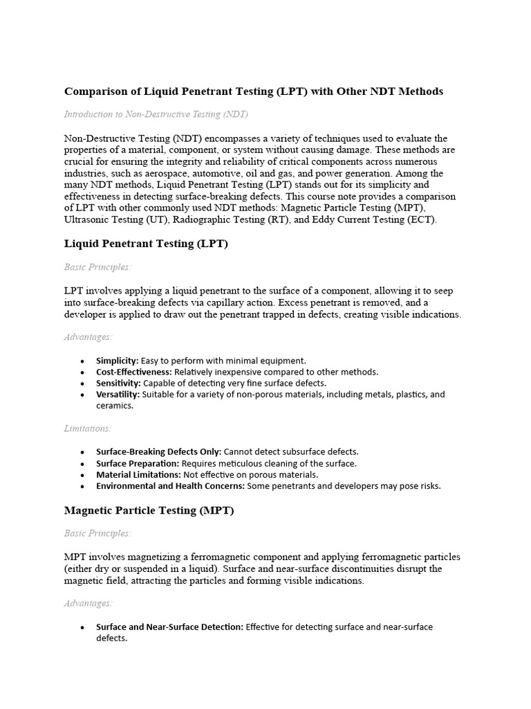 LPT Course Notes 05 | PDF | Nondestructive Testing | Physical Sciences
