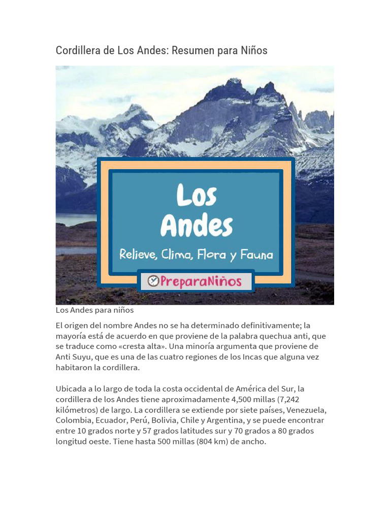 Cordillera de Los Andes | PDF | Andes | Montañas