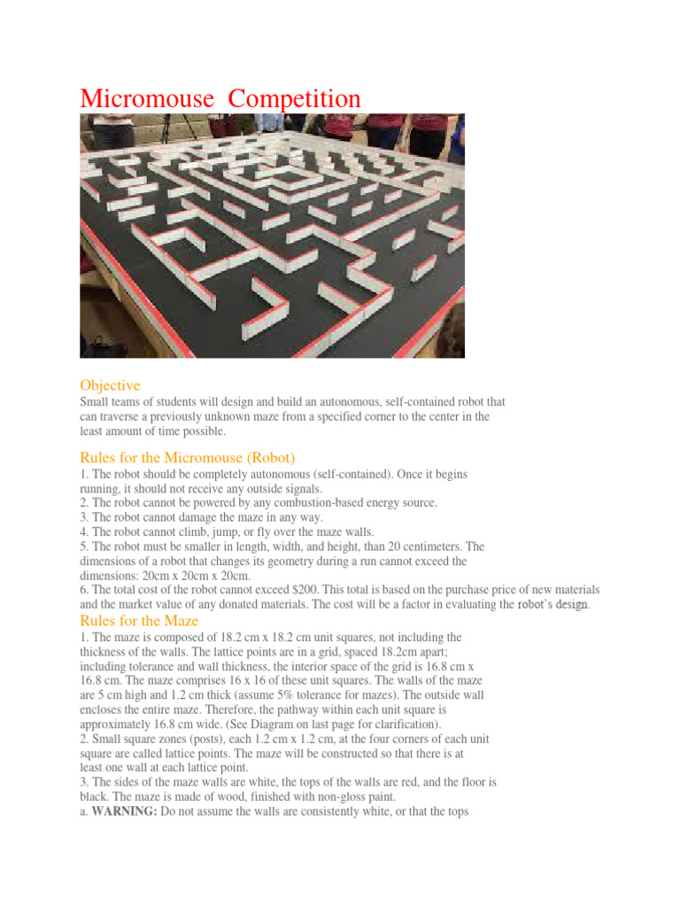 Micromouse Competition Guidelines | PDF | Maze | Simulation