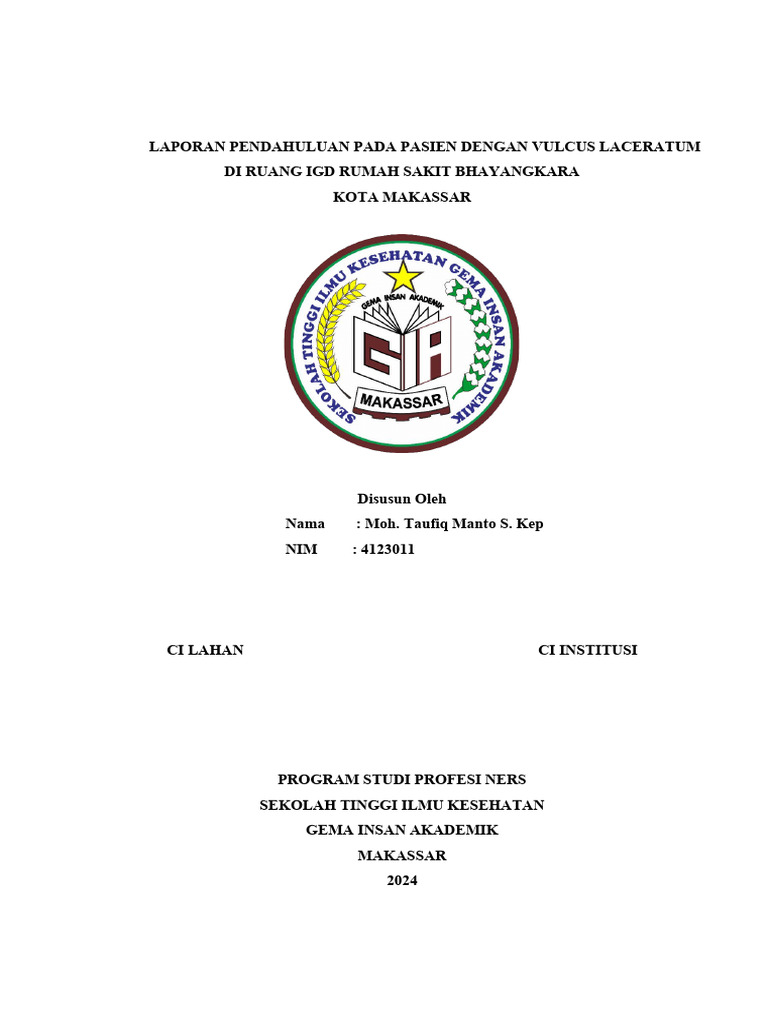 Laporan Vulnus Laceratum di IGD Makassar | PDF