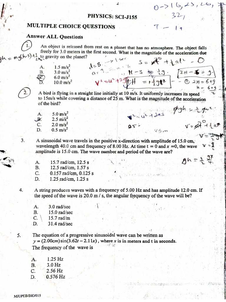 2016 Jupeb Physics Examination Question | PDF