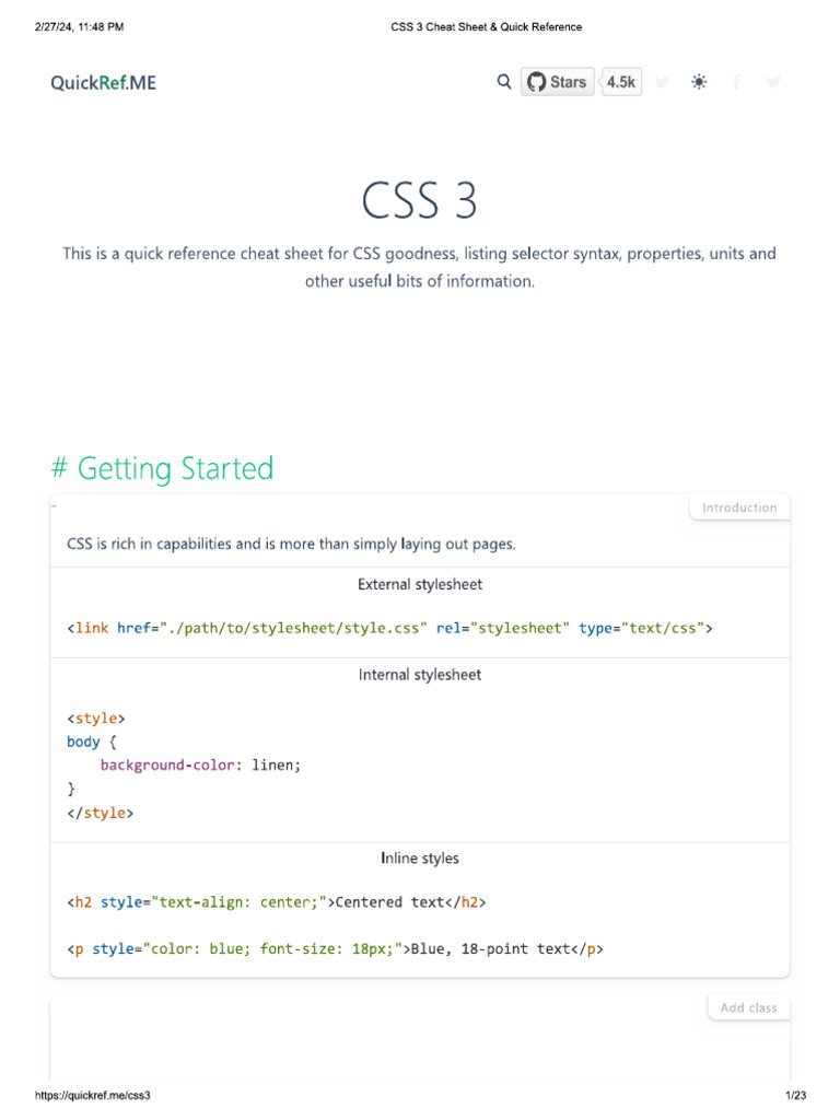 Css Cheetsheet | PDF