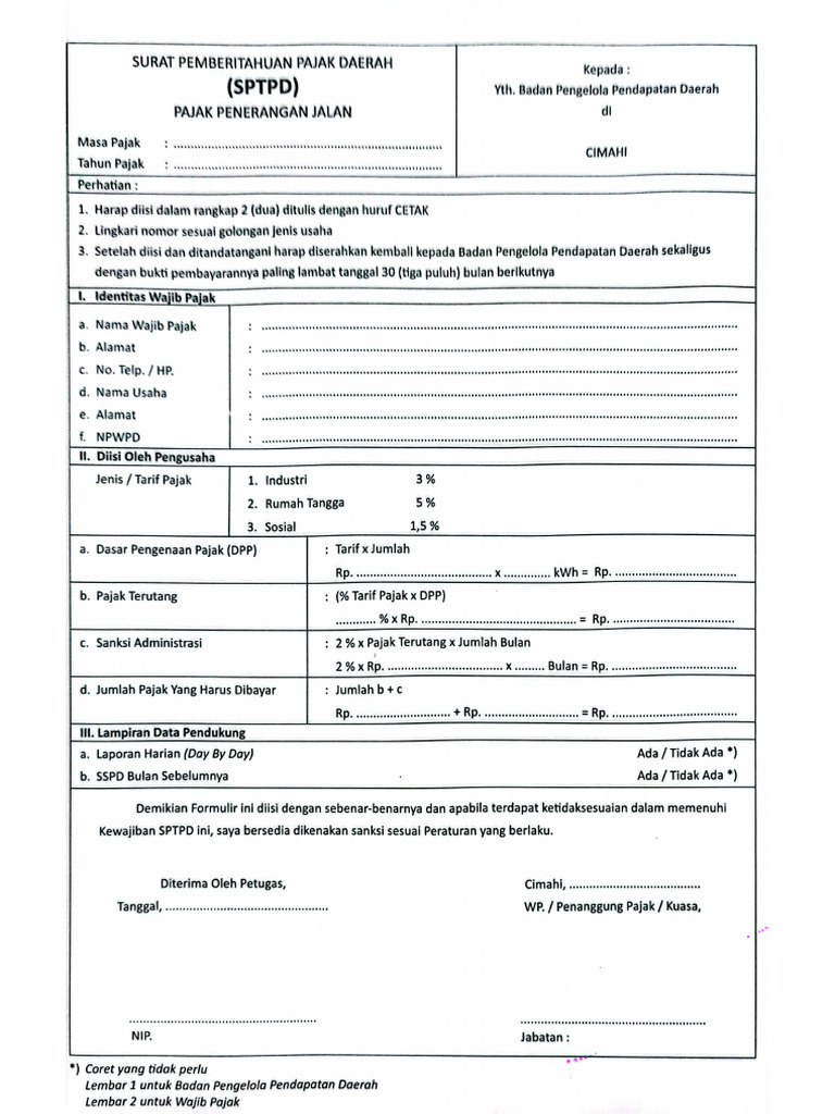 SPTPD Pajak PPJ | PDF