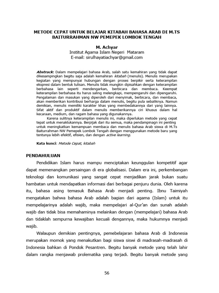 Metode Cepat Untuk Belajar Kitabah Bahasa Arab | PDF | Karier ...