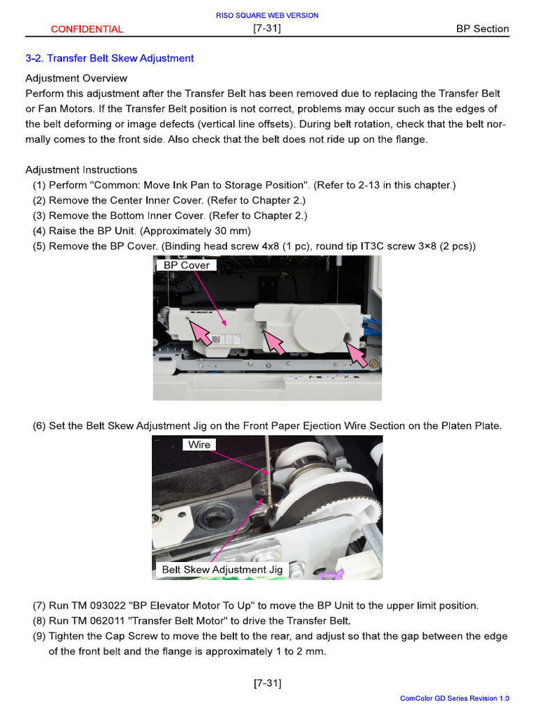 Transfer Belt Skew Adjustment | PDF