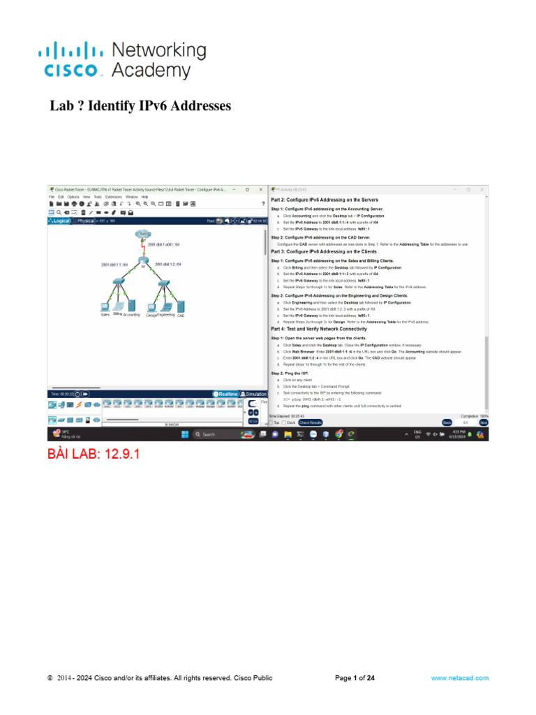 12.7.4 Lab - Identify IPv6 Addresses | PDF | I Pv6 | Network Layer Protocols