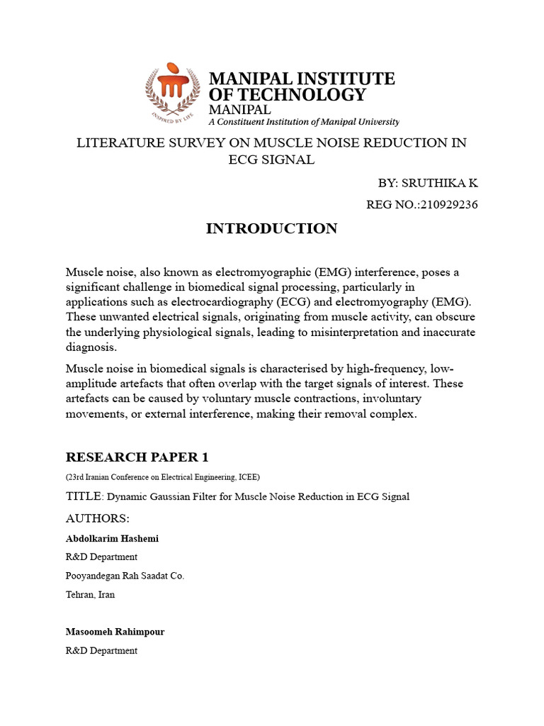 Dsp Assignment Pdf Electromyography Signal To Noise Ratio