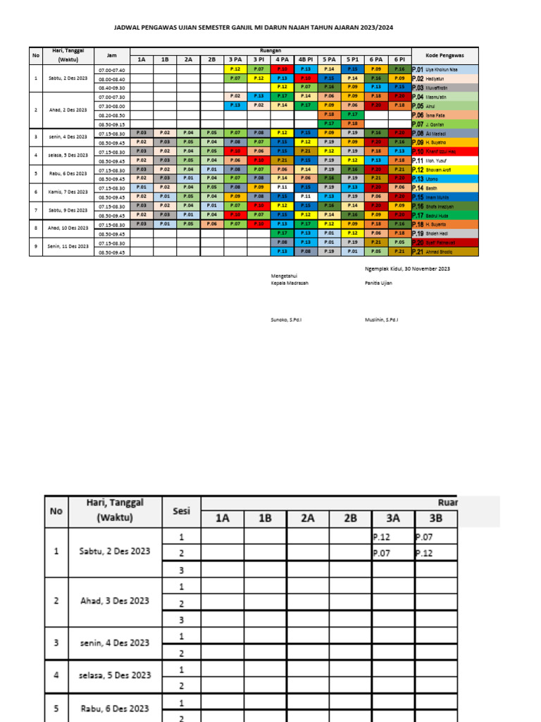 Jadwal Pengawas Uas Terbaru | PDF