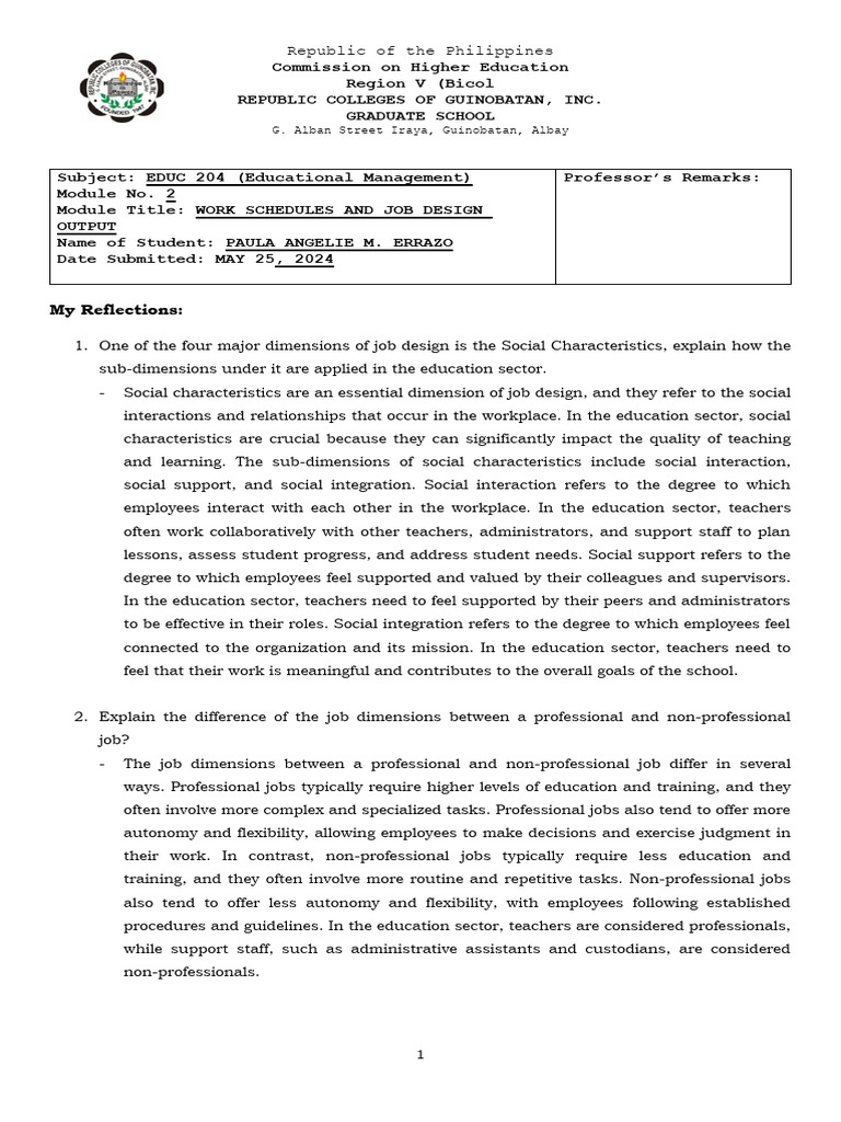 Educational Management Module 2 Output | PDF | Teachers | Profession