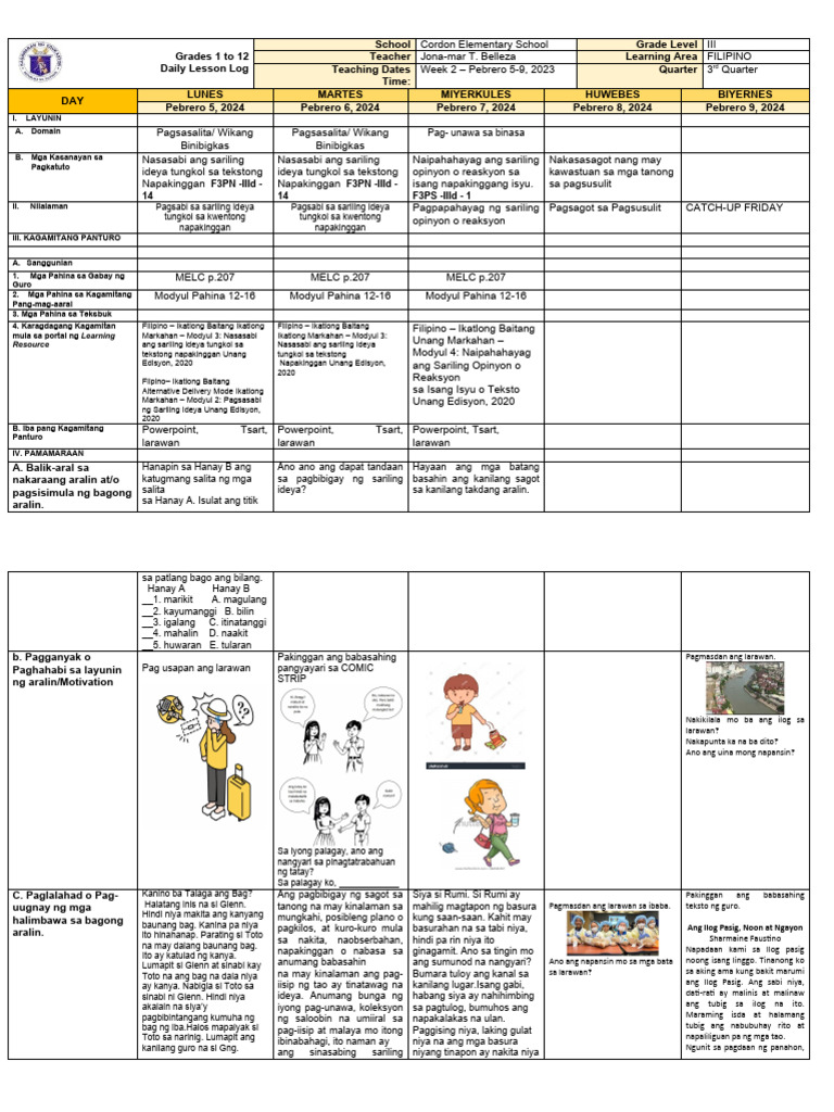 DLL Filipino Q3 Week2 | PDF
