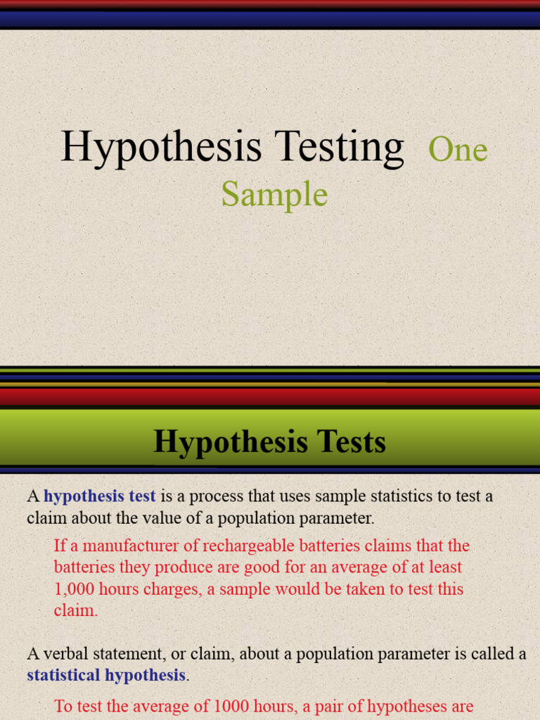 Test of Hypothesis For Single Sample | PDF | P Value | Statistical ...