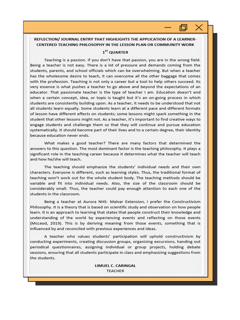 journal entry | PDF | Learning | Constructivism (Philosophy Of Education)