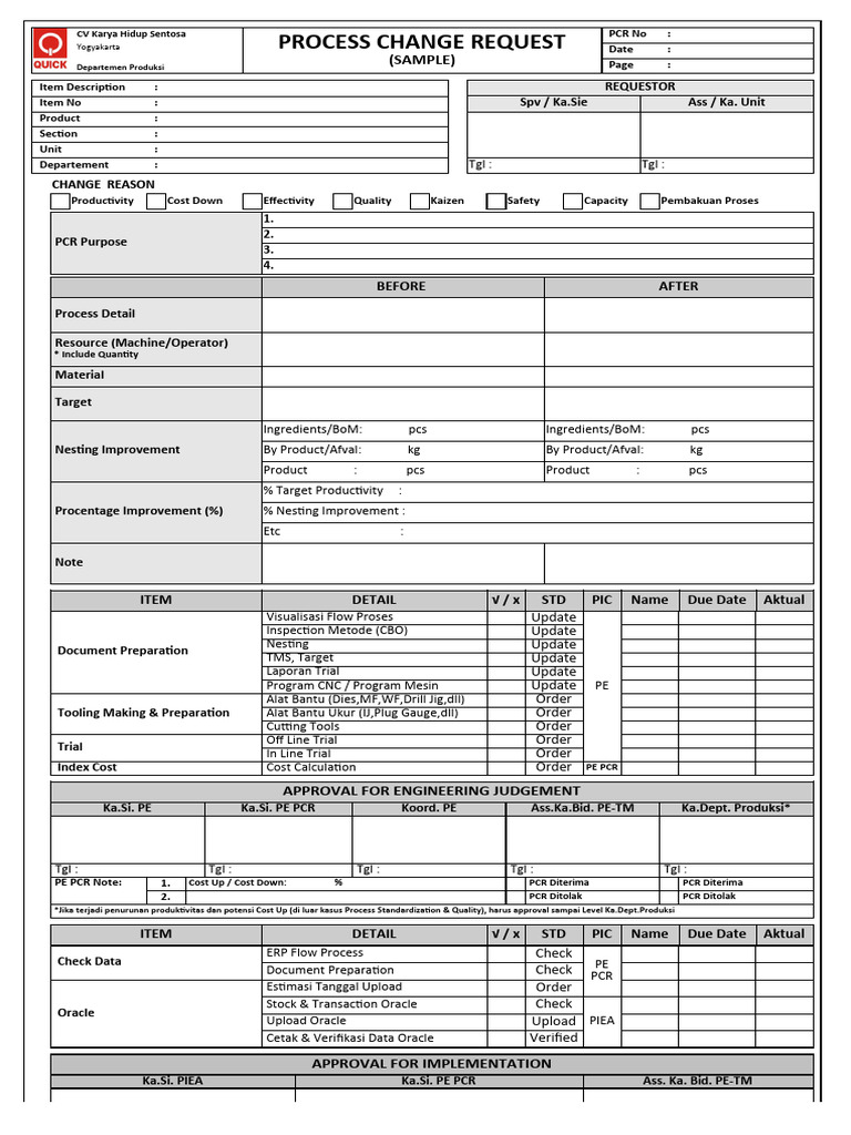 Form Process Change Request (Revisi) | PDF | Computing
