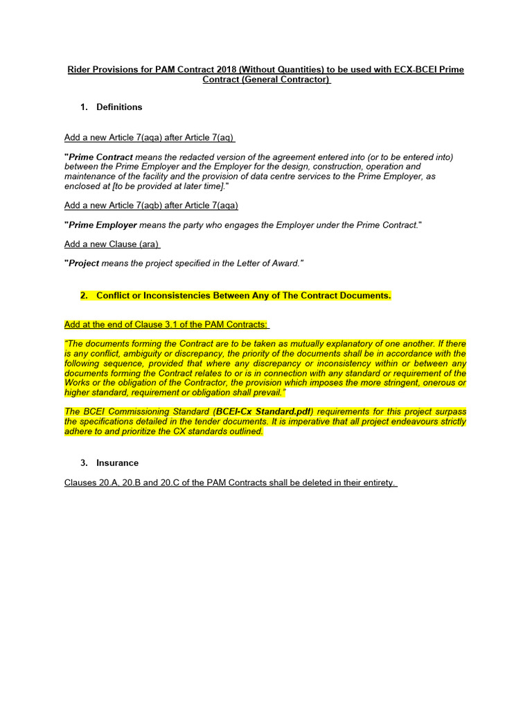 1.f.ii Rider Provisions For PAM Contract 2018 | PDF | Employment ...